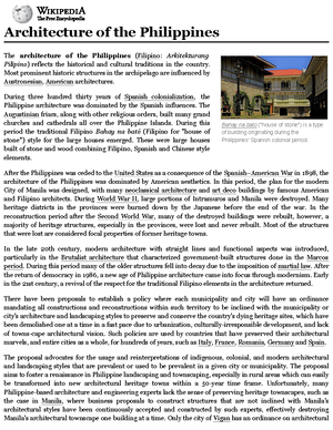 Architecture of the Philippines - BS in Architecture - Studocu