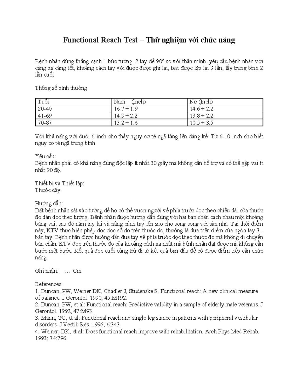 5. Thử nghiệm với chức năng -Functional Reach Test - Functional Reach ...