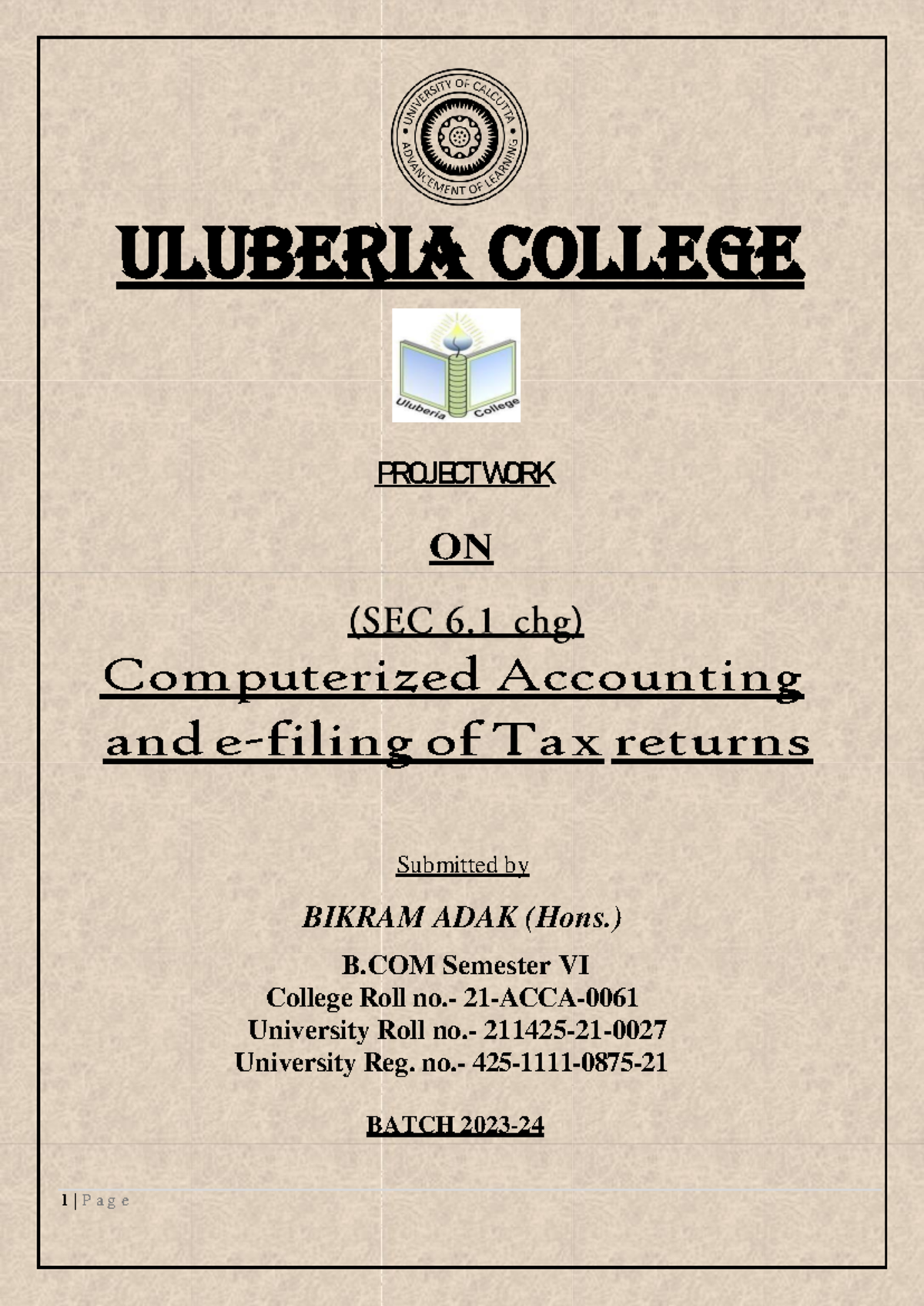 dajdoawndoanwd61 - ULUBERIA COLLEGE PROJECT WORK ON Computerized ...