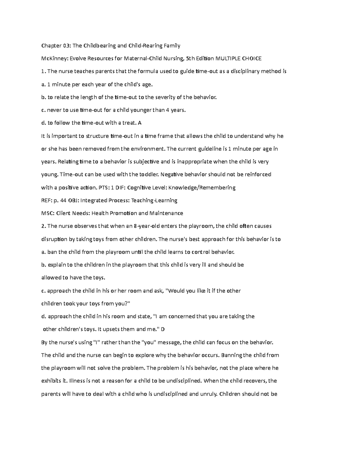 Chapter 03 the child bearing and the child rearing family - Chapter 03 ...