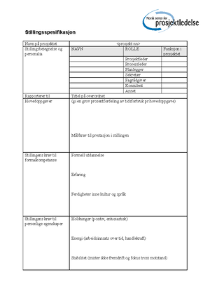 Prosjektplan - Eksempel på Prosjektplan Det presiseres at dette ...