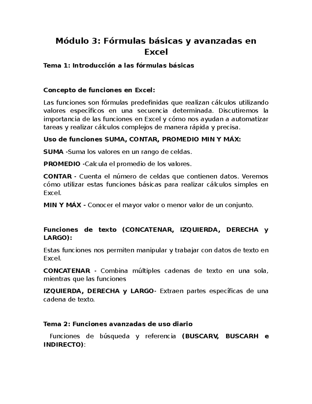 Módulo 3 - Formulas basicas y o avanzadas - Módulo 3: Fórmulas básicas ...