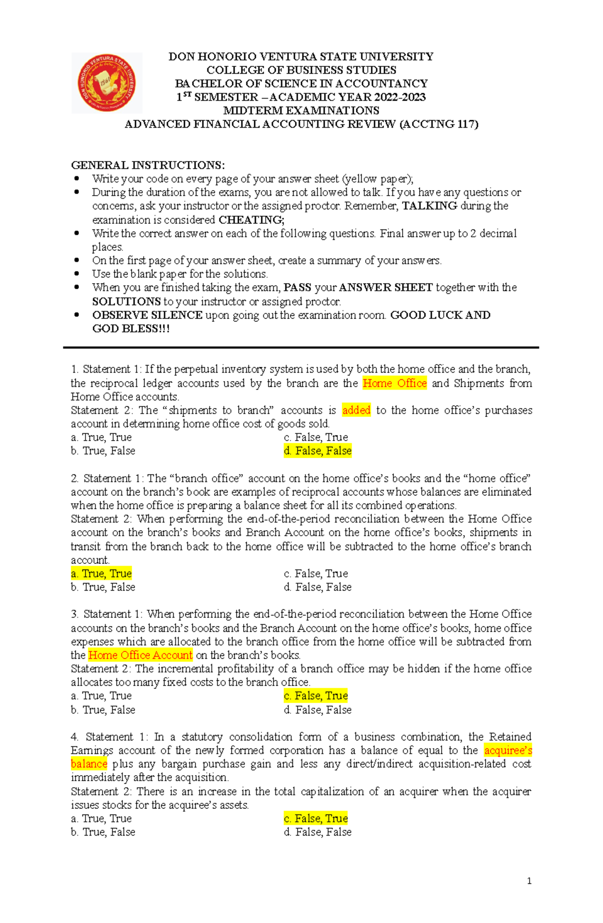 Midterm Exam in Advac Review SY 22 23 - DON HONORIO VENTURA STATE ...