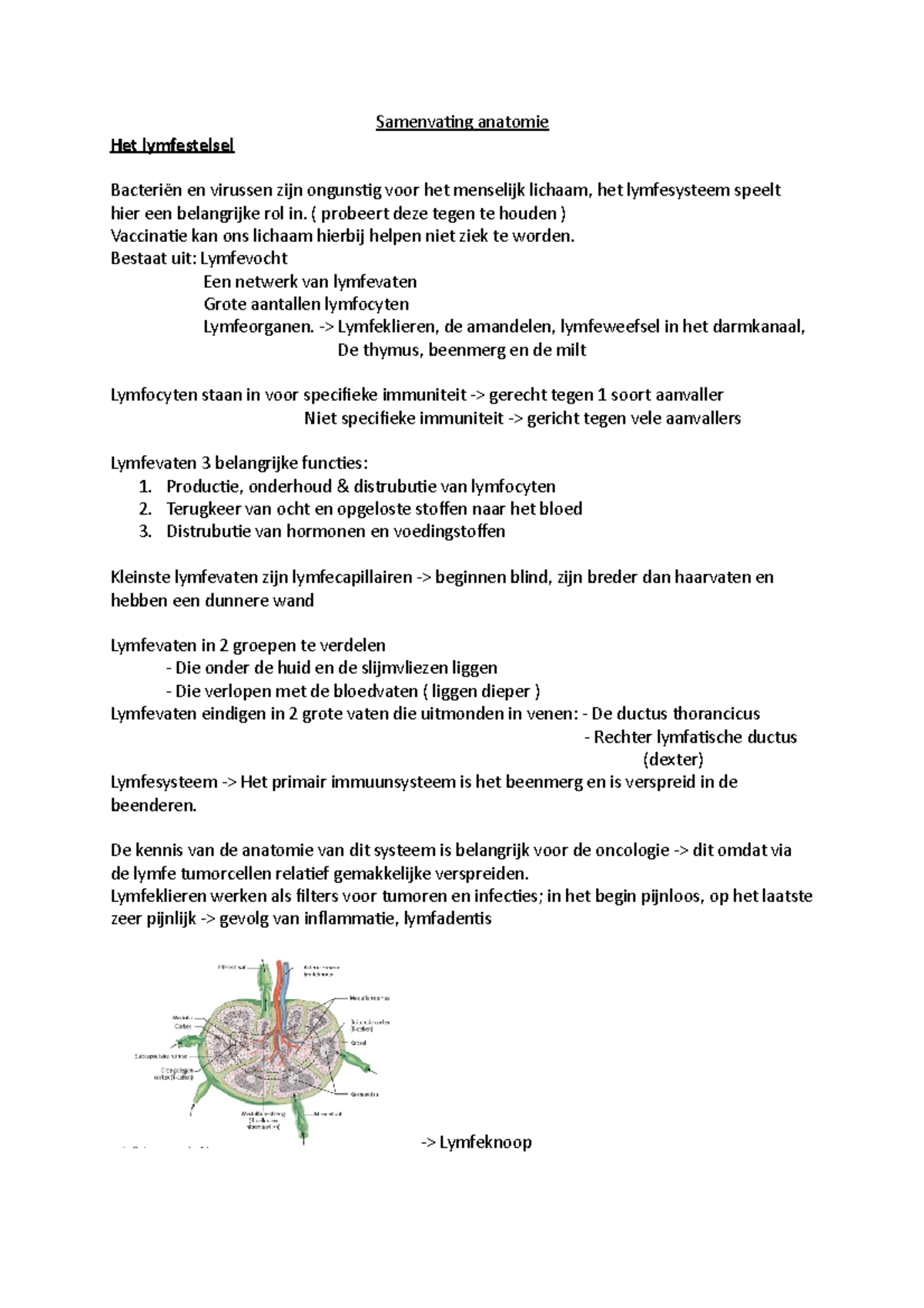 Samenvating anatomie - Samenvatting - Samenvating anatomie Het ...