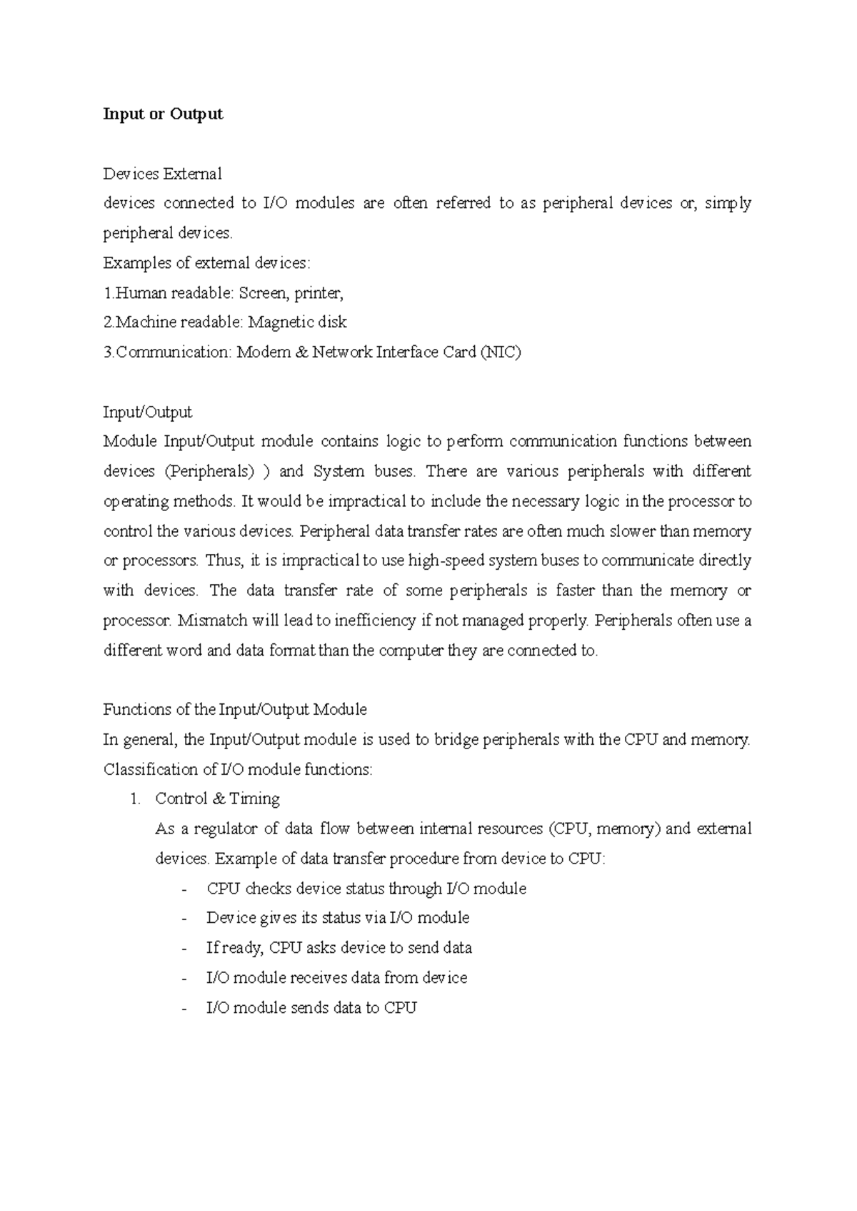 Input Or Output Modul Io Input Or Output Devices External Devices Connected To Io Modules