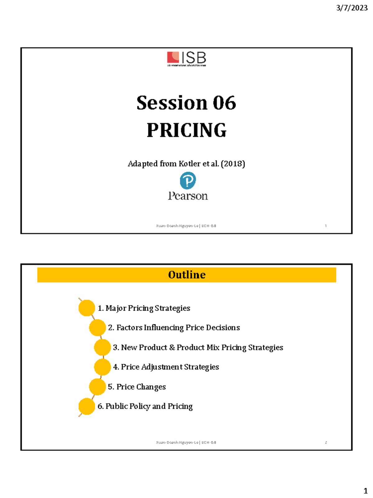 06 Pricing E - lecture note - Session 06 PRICING Adapted from Kotler et ...