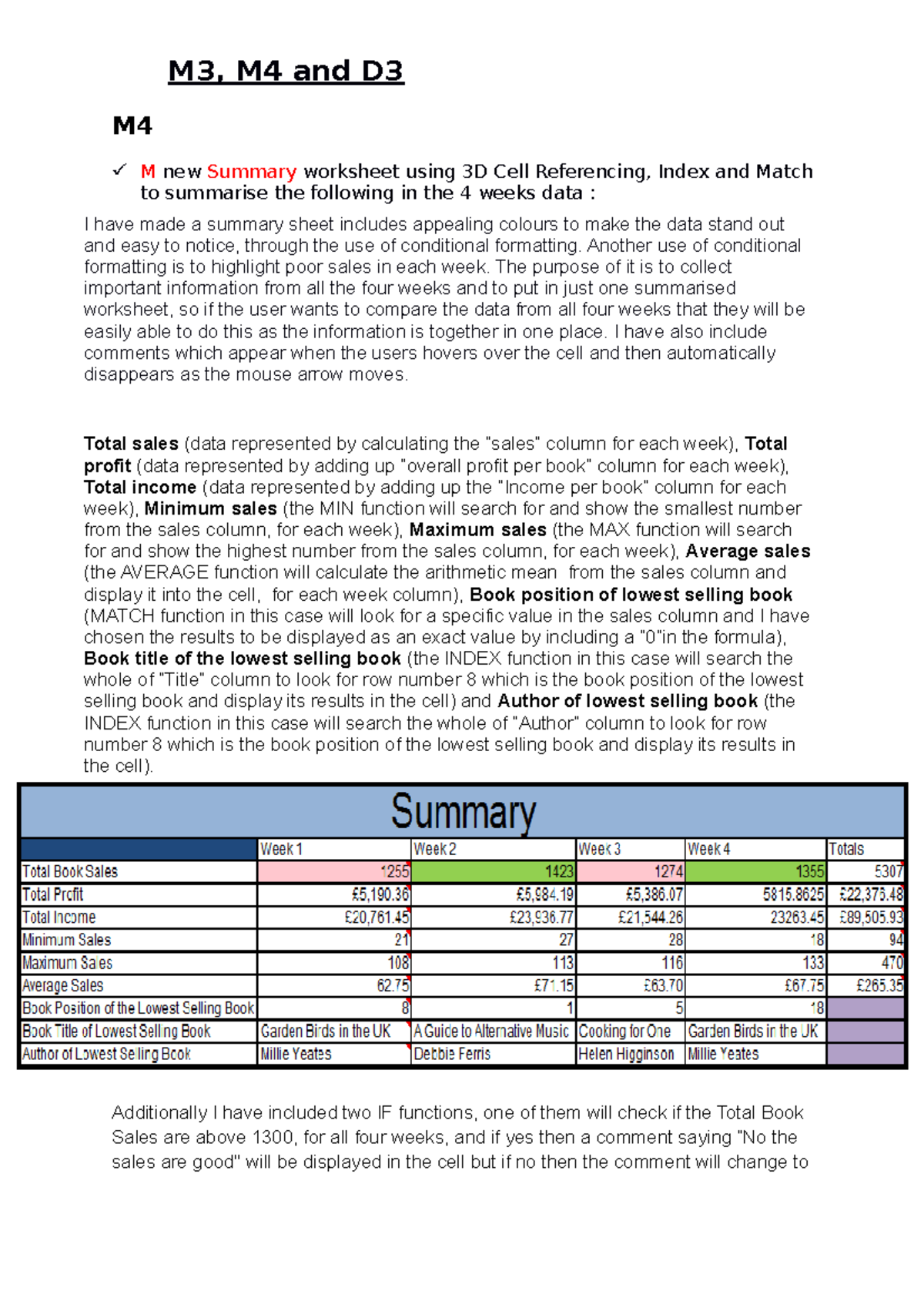 M4 and D3 for it. Unit 11 - M M new Summary worksheet using 3D Cell ...