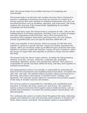 The Human Body's Complex Systems - Understanding Organs and Organ ...