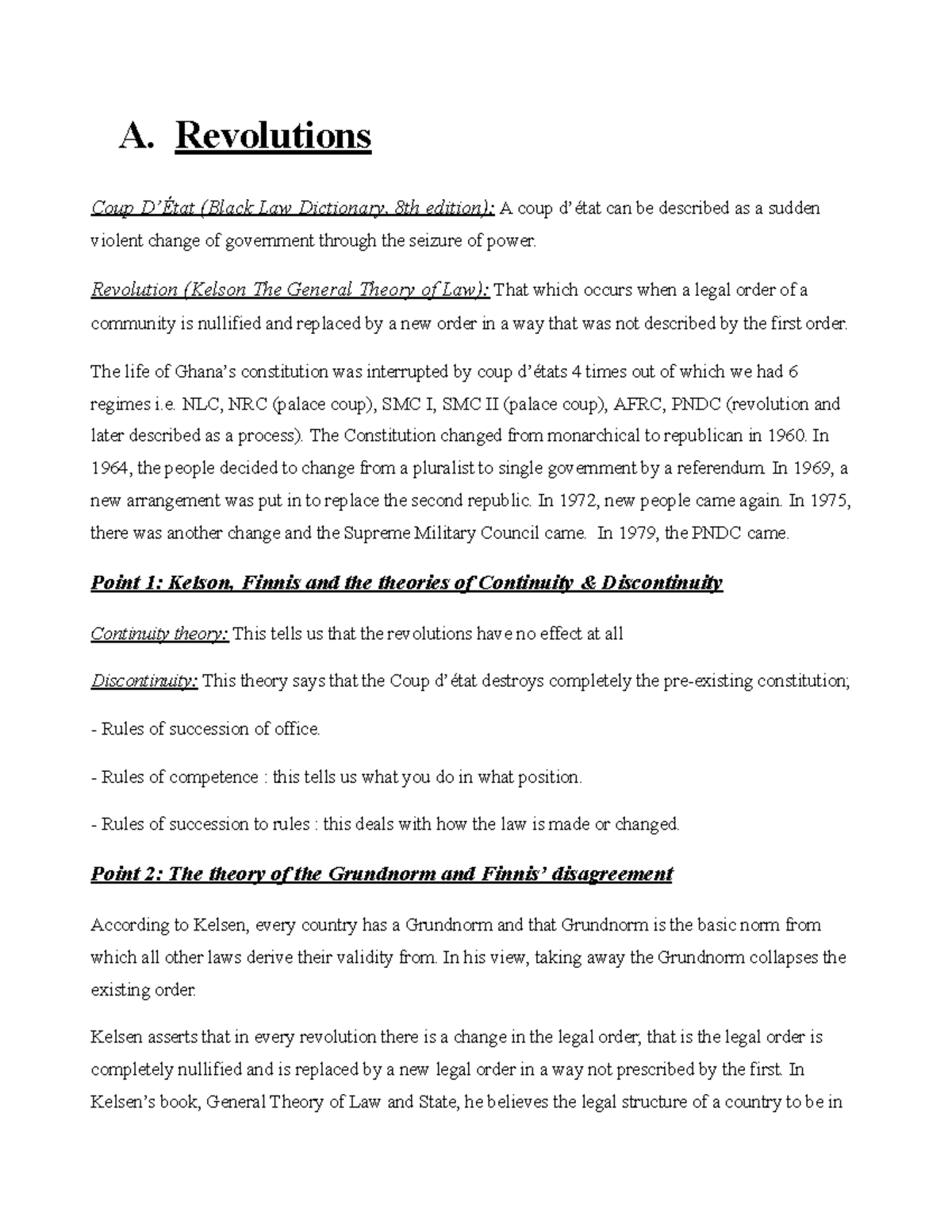 Revolutions Summary - A. Revolutions Coup D’État (Black Law Dictionary ...