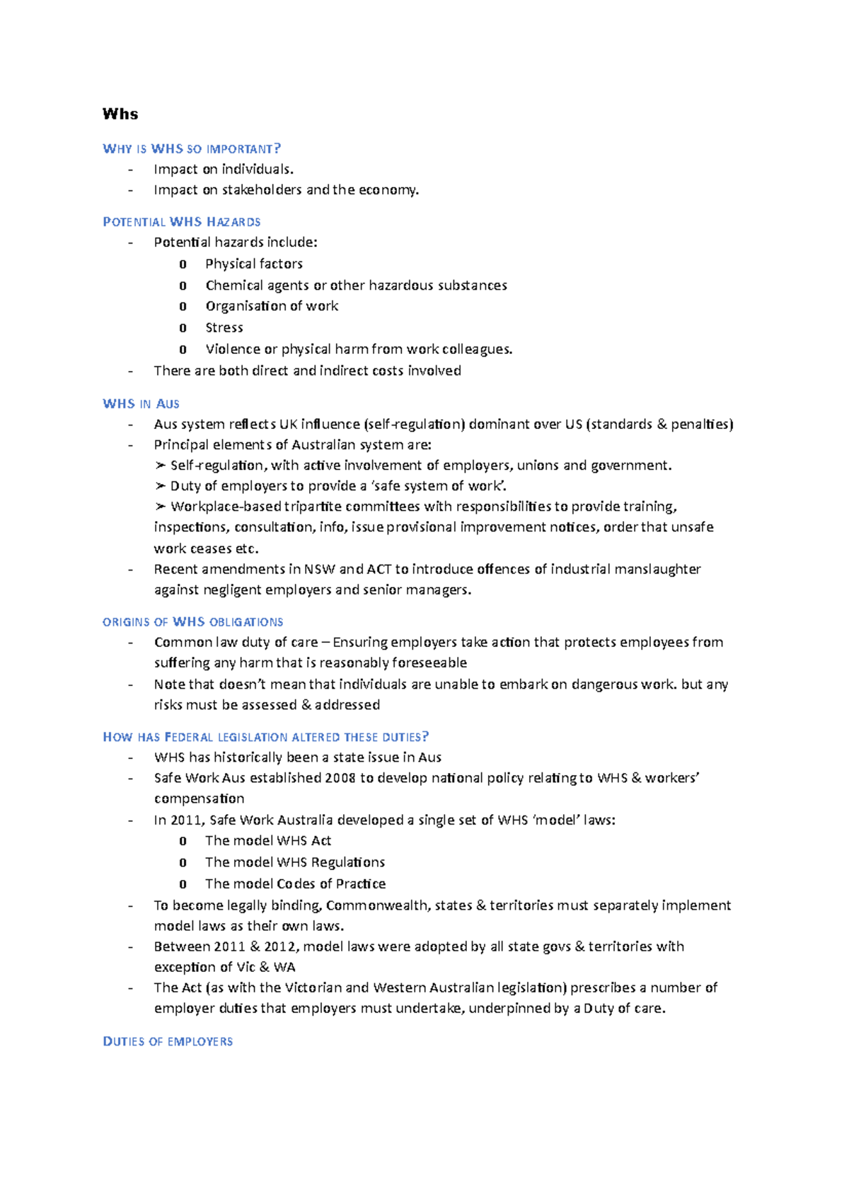 LEC 12 MGMT2040 WHS - Lecture notes 12 - Whs WHY IS WHS SO IMPORTANT ...