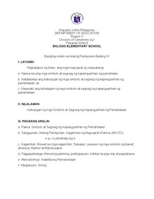 Filipino Deped DLP Format - Republic of the Philippines DEPARTMENT OF ...