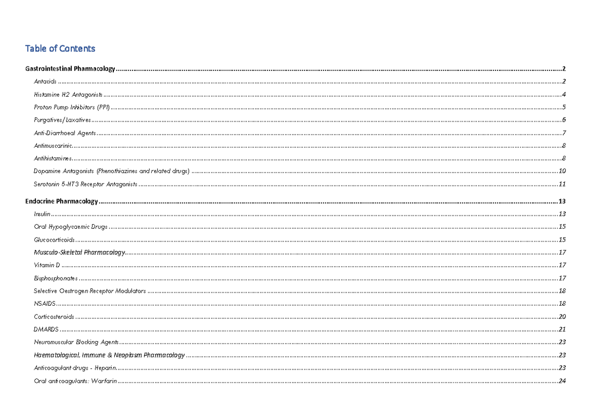 Pharmacology - Table of Contents Gastrointestinal Pharmacology Antacids ...