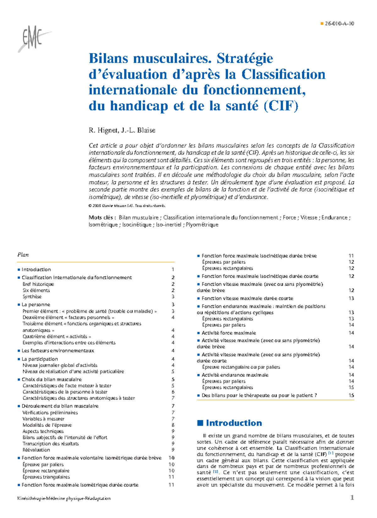 Bilans-musculaires - Bilans musculaires. Stratégie d’évaluation d’après ...