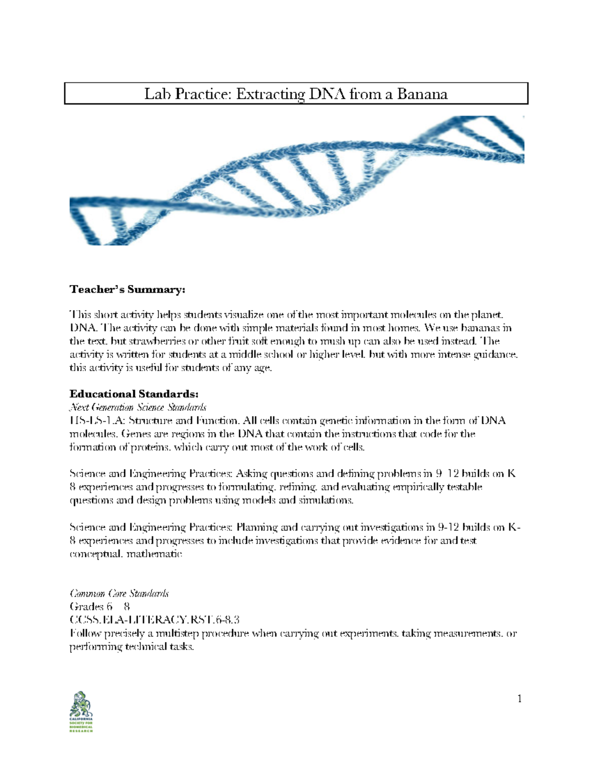 Extracting DNA from a Banana and Other Fruits - Lab Practice ...
