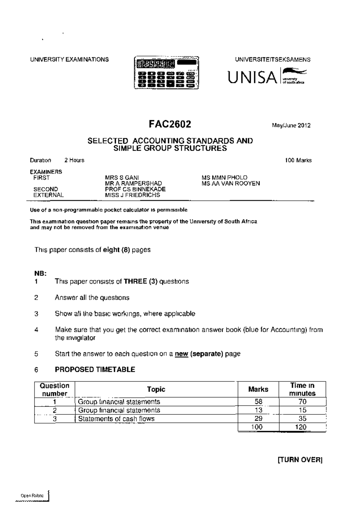May 2012 QP - Past paper 2012 - UNIVERSITY EXAMINATIONS ...