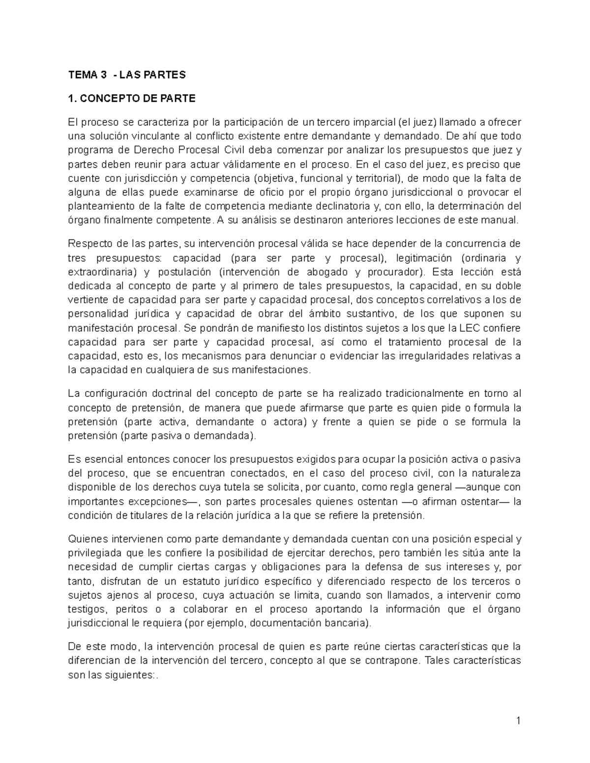 TEMA 3 - LAS Partes - AAAAAAAAA - TEMA 3 - LAS PARTES 1. CONCEPTO DE ...