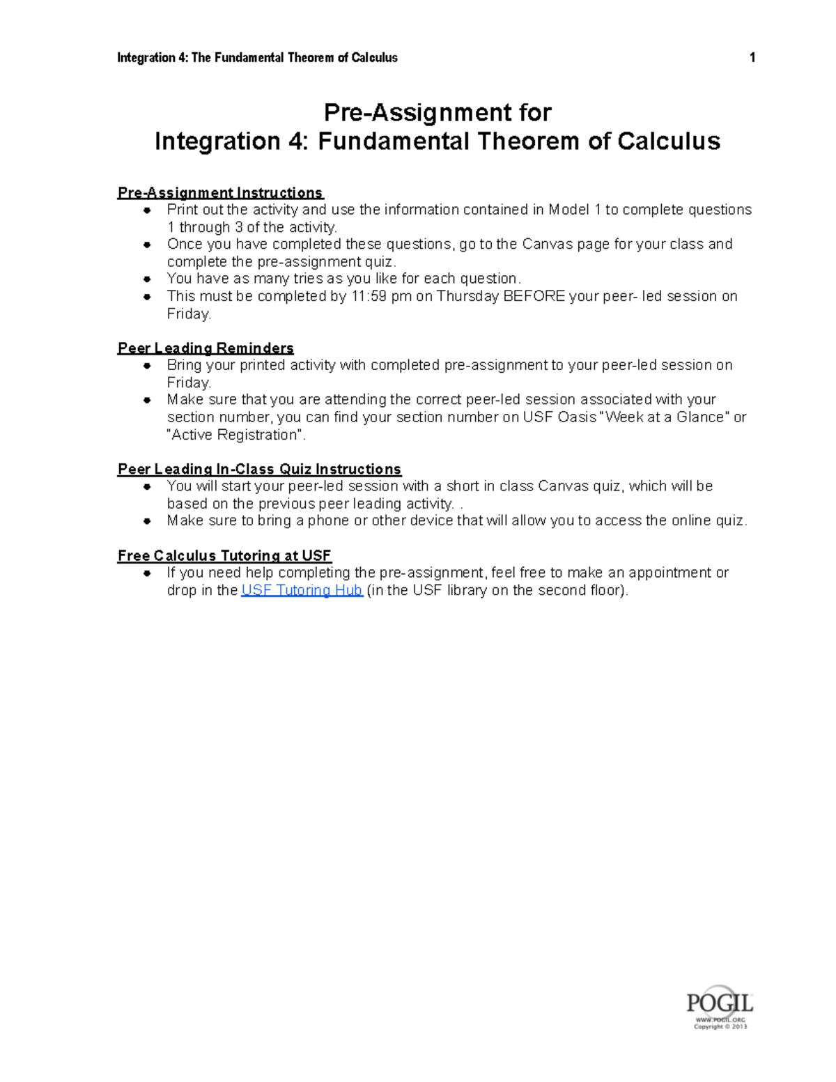 I4 Fundamental Theorem of Calculus - Pre-Assignment for Integration 4 ...