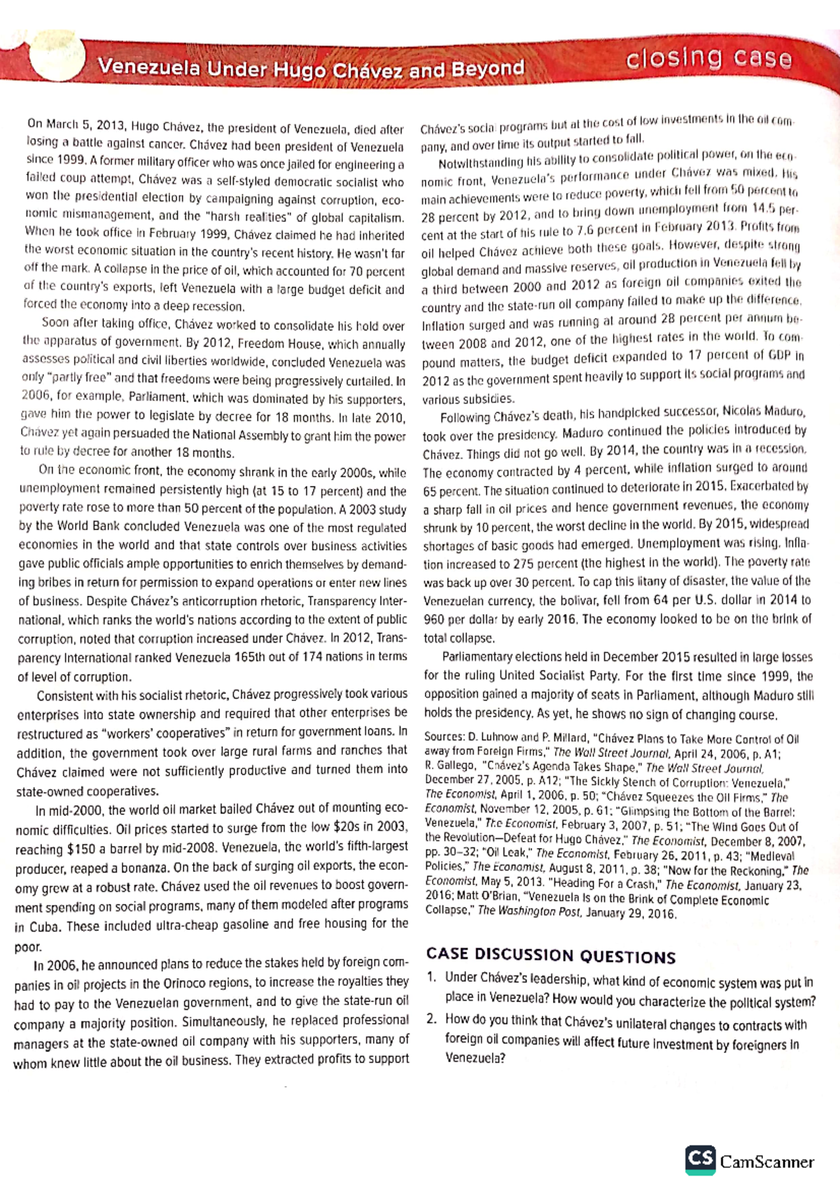 IBT Case Number 1 Venezuela Under Hugo Chavez and Beyond 1 ...