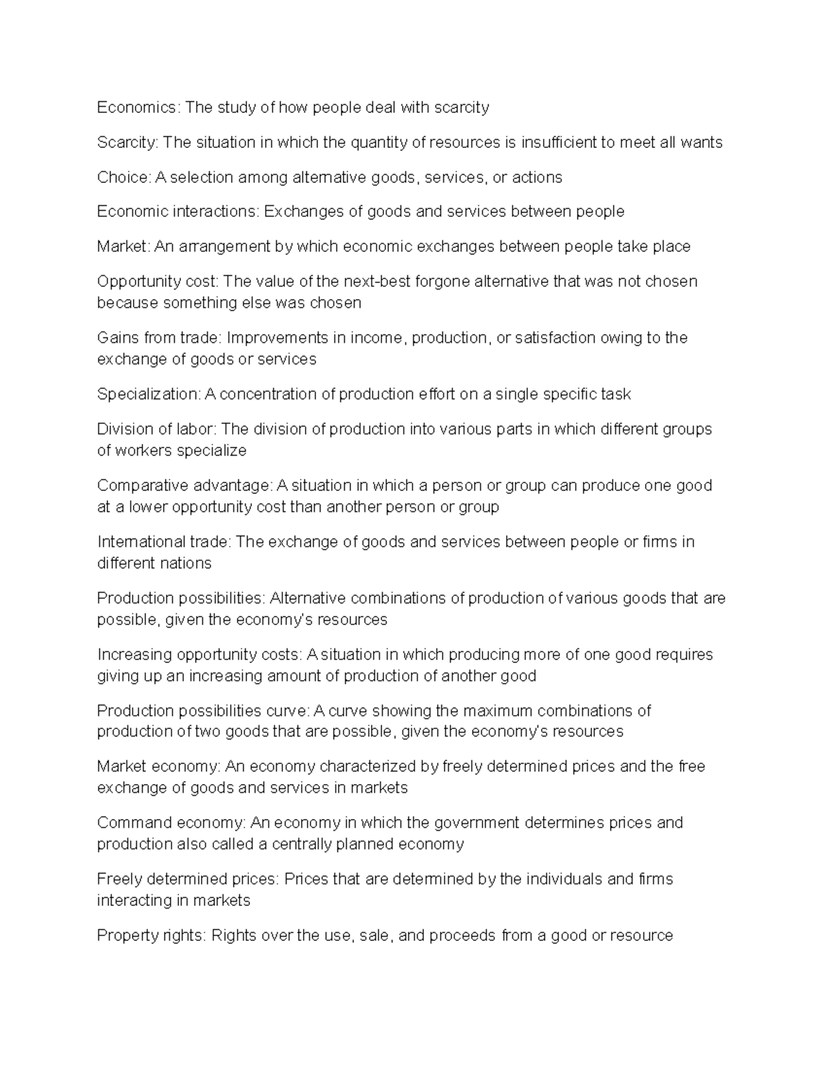 Macroeconomics Chapter 1 Vocab - Economics: The study of how people ...