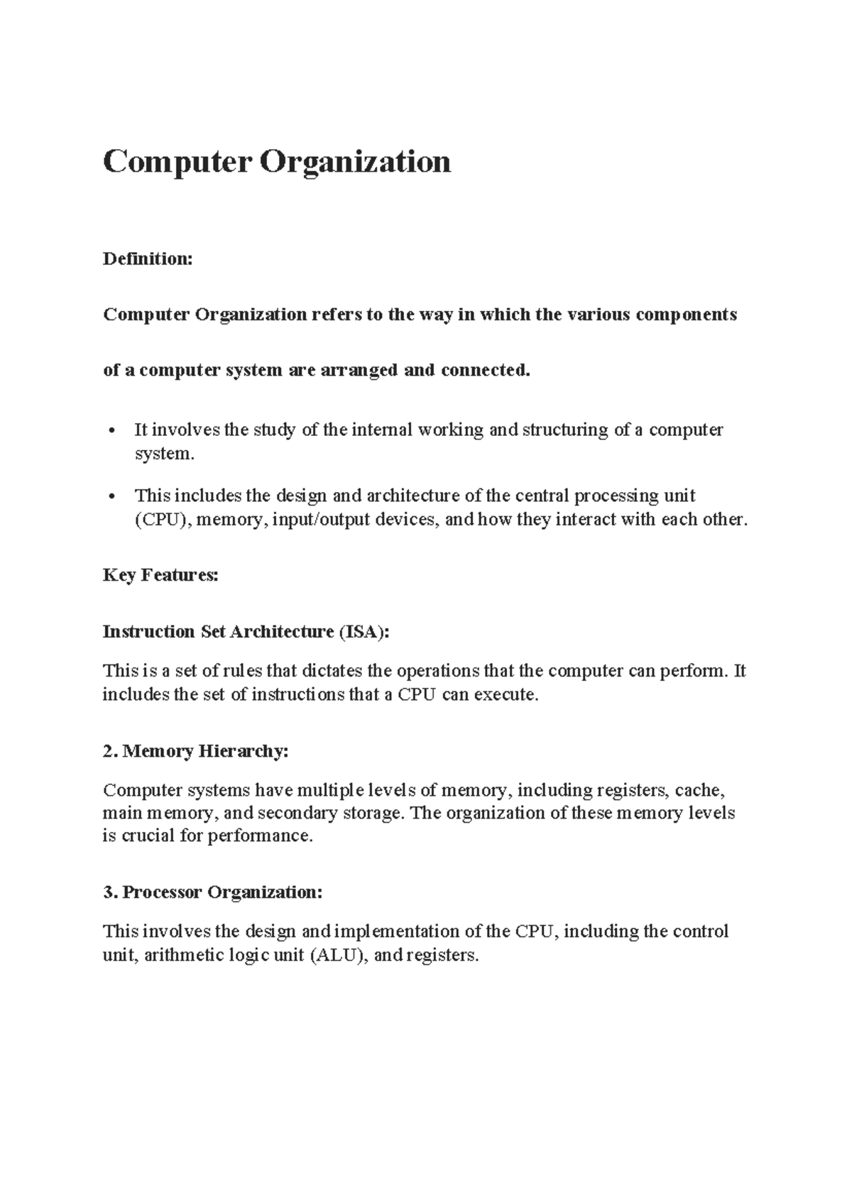 Computer Organization and architecture Notes - Computer Organization ...