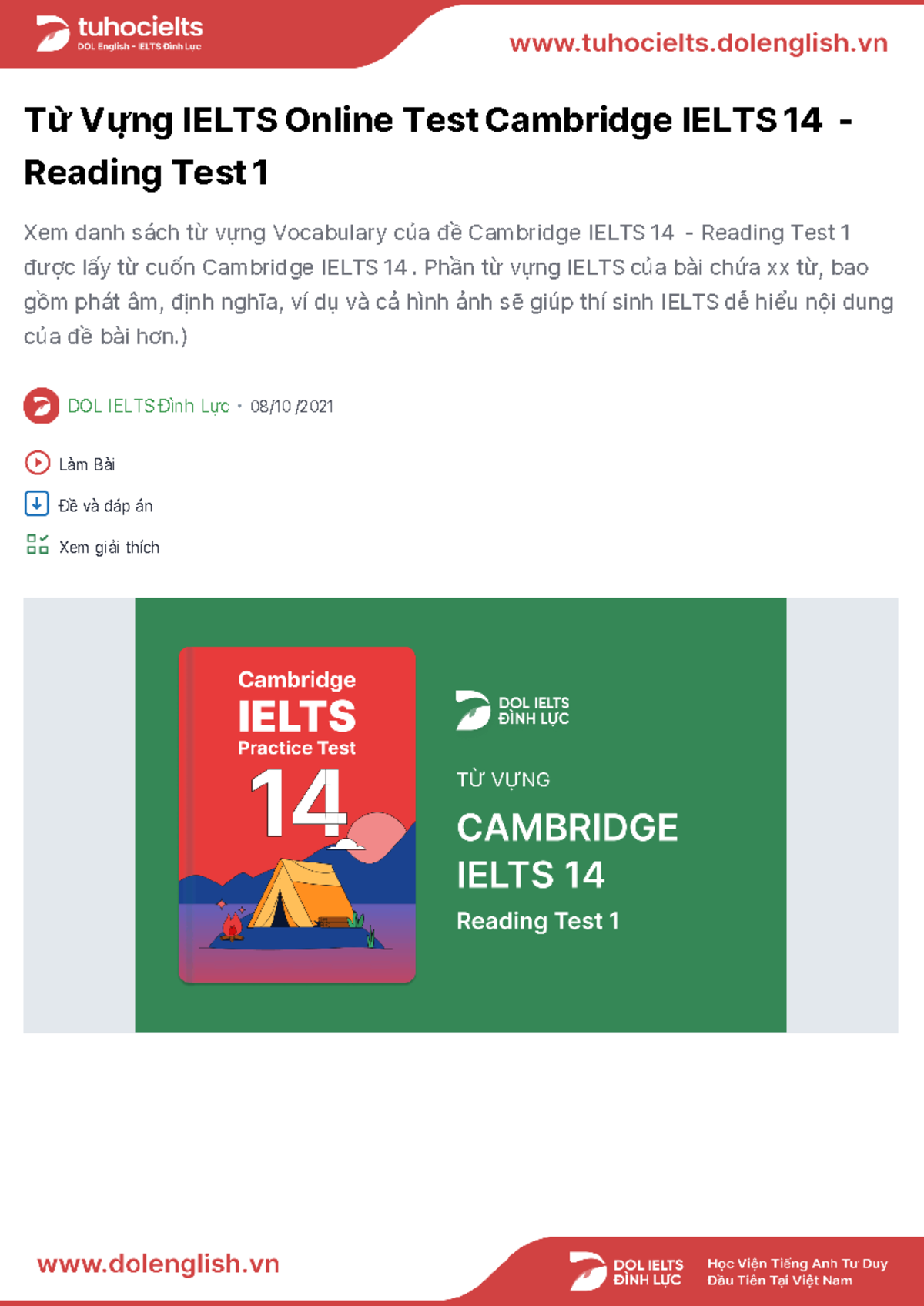 CAM14 - Reading Test 1 - dadadadadad - DOL IELTS Đình Lực Từ Vựng IELTS ...