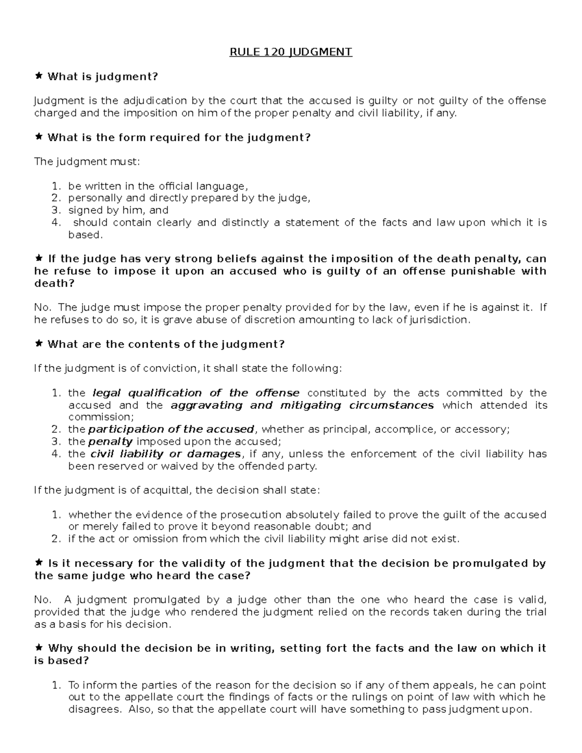 RULE-120-126-final-exam-12.09.22 - RULE 120 JUDGMENT What is judgment ...