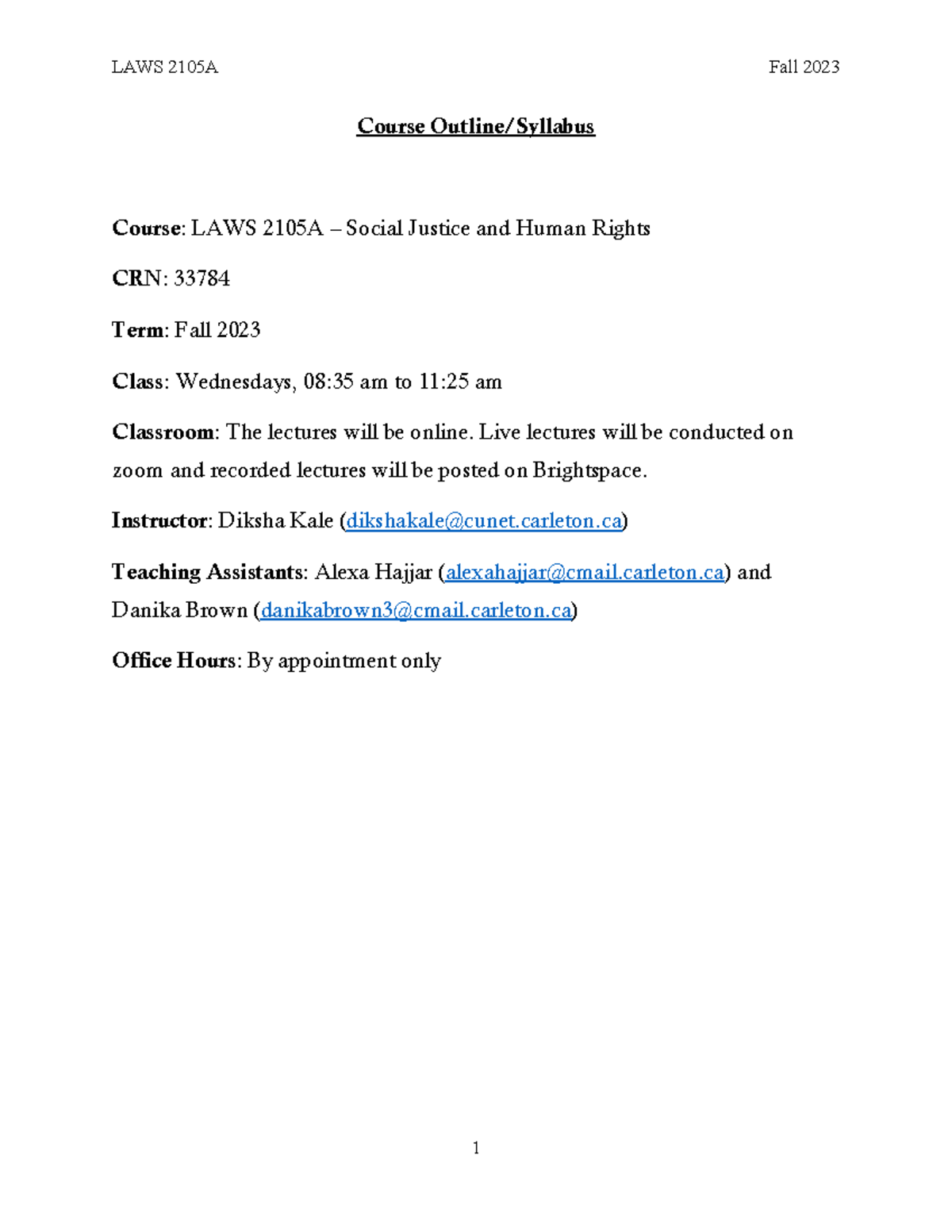Course Outline 2105A - Kale Sep11 - Course Outline/Syllabus Course ...