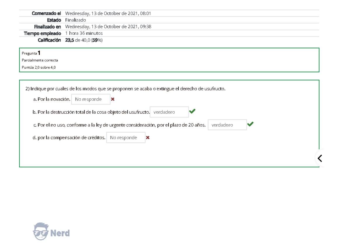 Primera Revisión octubre 2021 - Comenzado el Wednesday, 13 de October ...