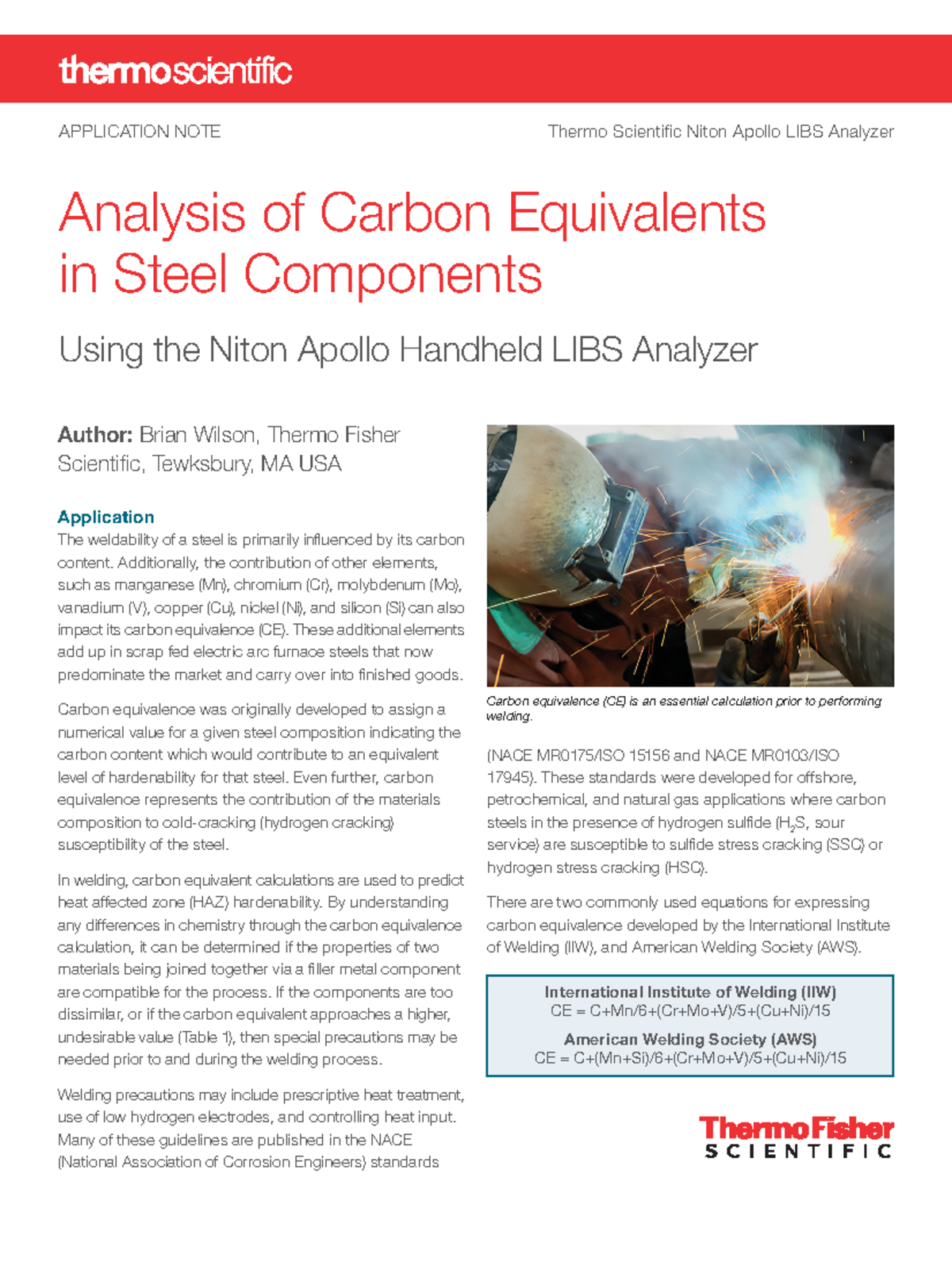 Analysis of carbon equivalents in steel - Analysis of Carbon ...