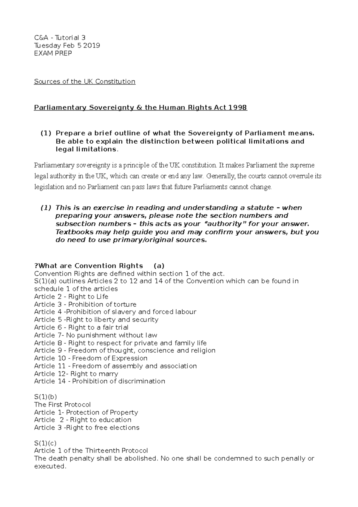 C&A Tutorial 3wordstu - Practise Question, Exam Prep - C&A - Tutorial 3 ...