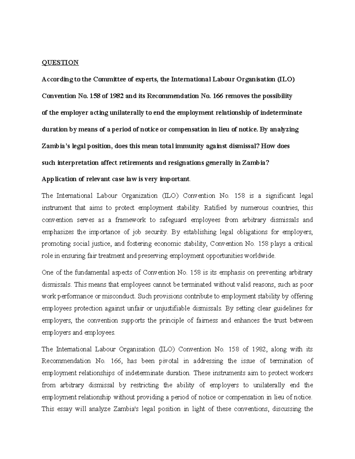 Employment LAW Question AND Answer - QUESTION According to the ...