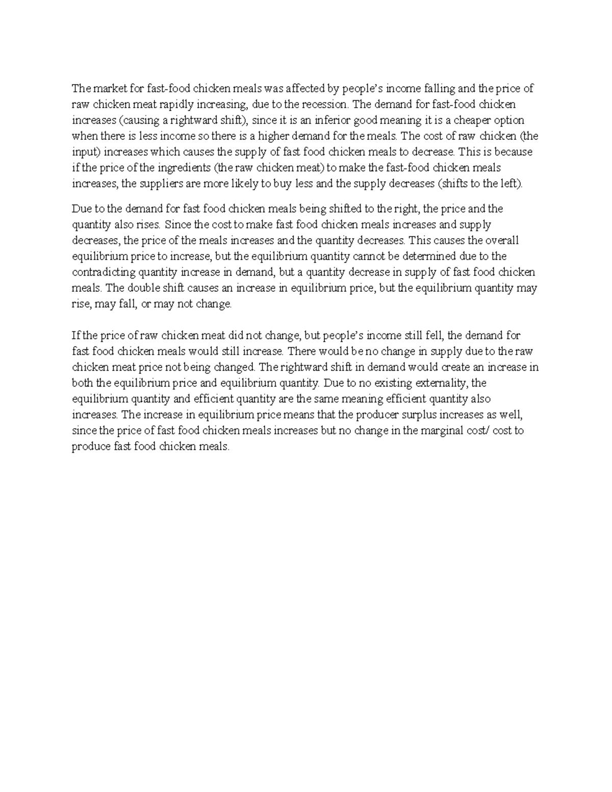 ECO2023 SWA4 - SWA 100% - The market for fast-food chicken meals was ...