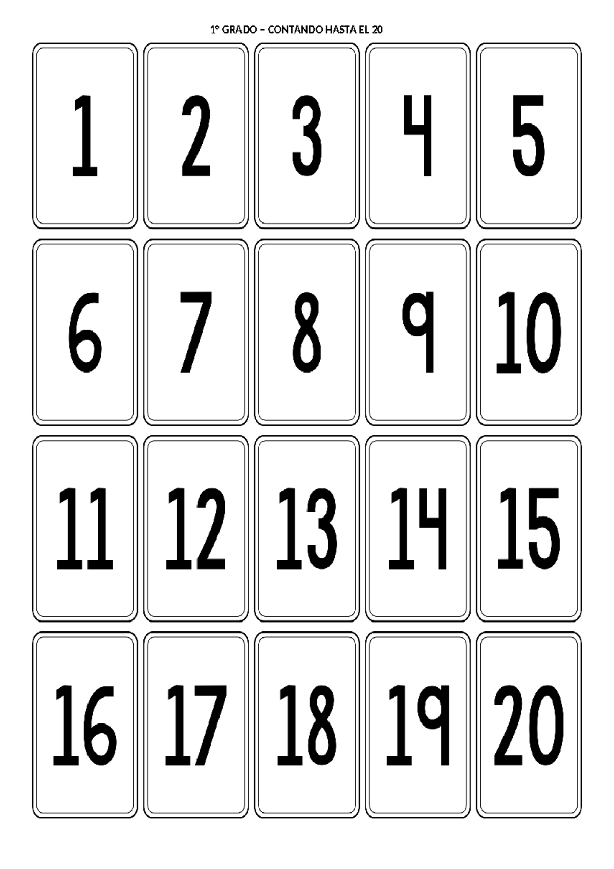Plantilla Números DEL Hasta EL 20 - Matemática I - 1° GRADO – CONTANDO ...