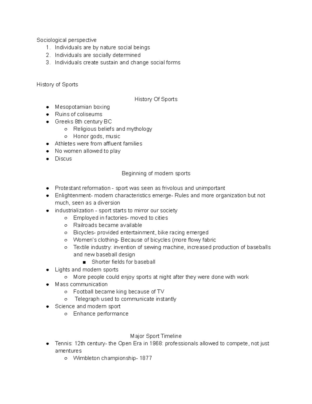 History of sports - Power point notes with Wiggins. - Sociological ...