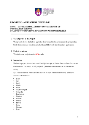 Individual assignment [ MGT162 ] - ####### PREPARED FOR : ####### SIR ...