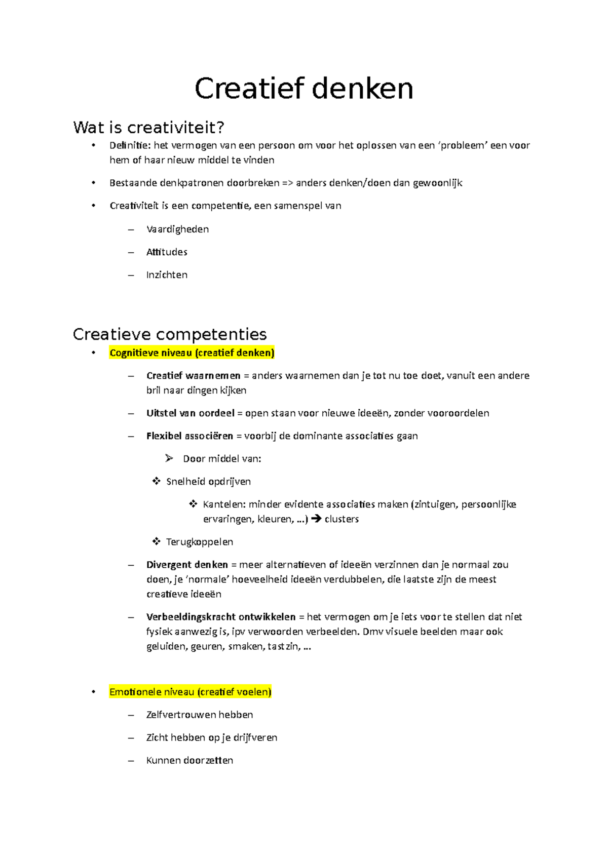 Creatief denken - Creatief denken Wat is creativiteit? Definitie: het vermogen van een persoon ...