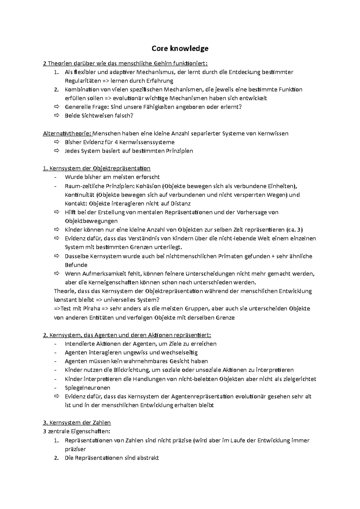 Core knowledge - Spelke & Kinzler - Core knowledge 2 Theorien darüber ...