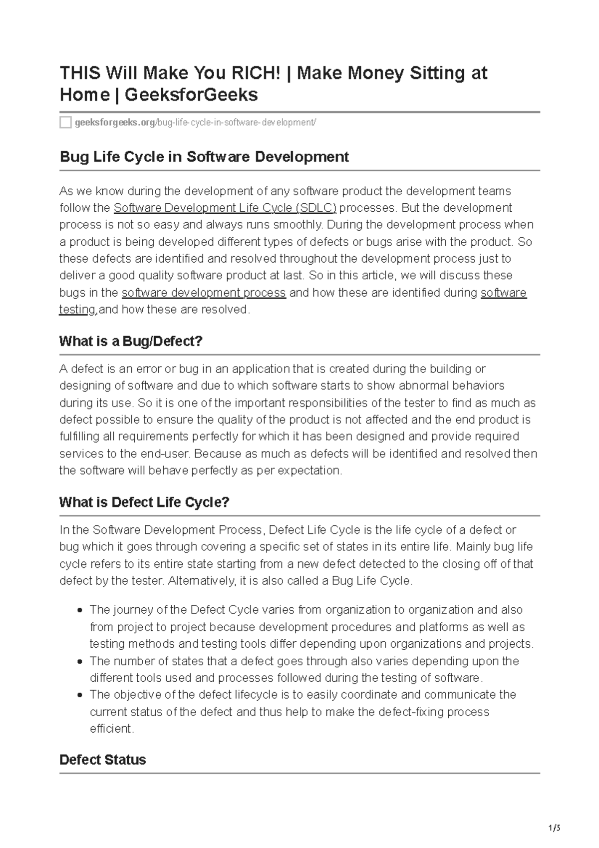 Defect Life Cycle Software Engg This Will Make You Rich Make 4179