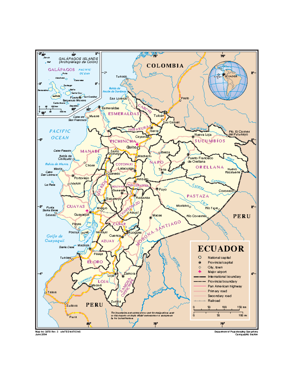 Mapa Completo de ecuador - Salinas Sullana Piura Chone Manta Jipijapa ...