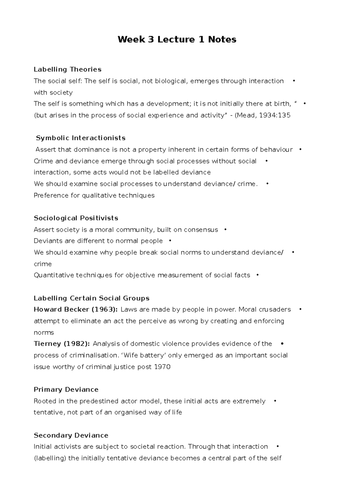 Understanding Crime and Deviance 3 DOCX - Week 3 Lecture 1 Notes ...