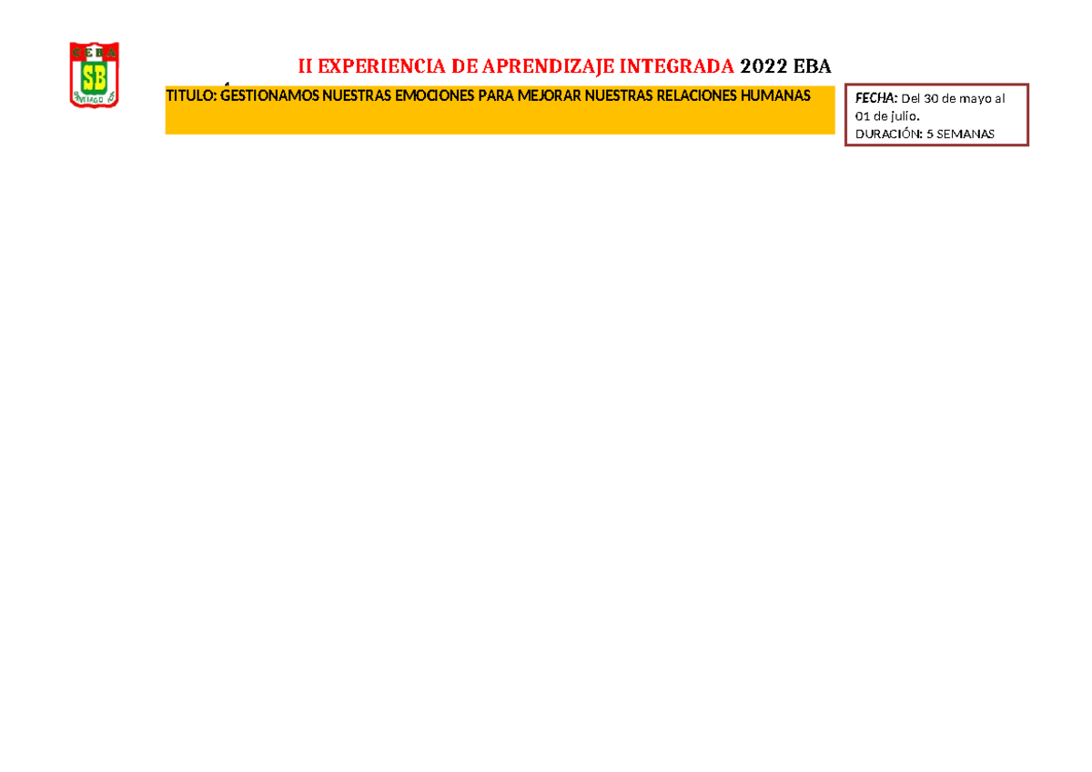 Experiencia Integrada N°2 - Actividades Comunicacion - Primero Y Segundo - II EXPERIENCIA DE ...