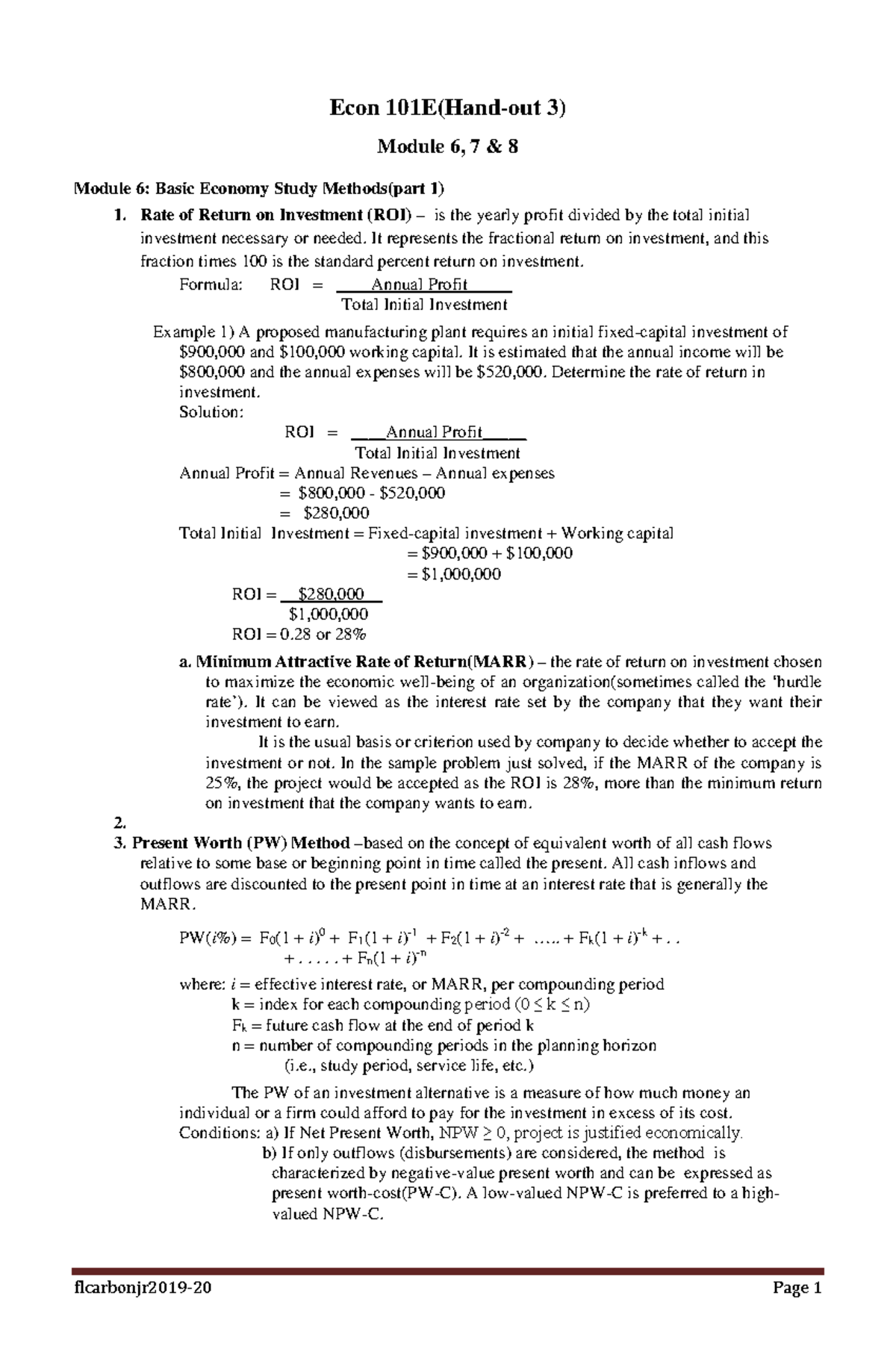 Econ 101E(Hand-out 3)2019- Basic Economy Study Methods - Econ 101E(Hand ...