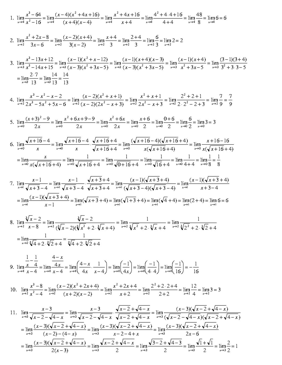 PRE Calculus Limits Sample Problem - lim 6 6 8 48 lim 4 4 4 4 4 16 lim ...