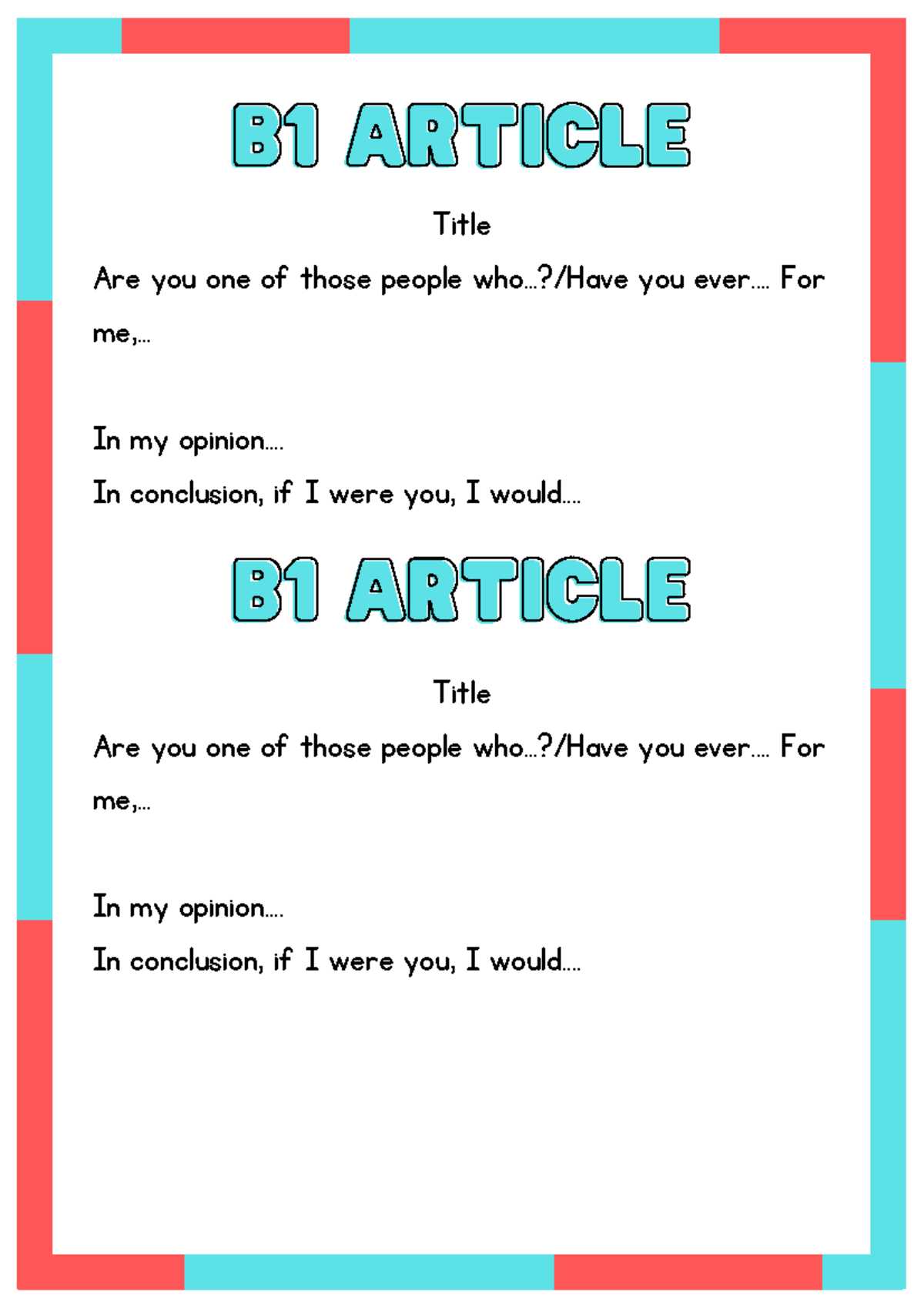 B1 article - fififififif - didaktika - B1 ARTICLEB1 ARTICLE Title Are you one of those people ...