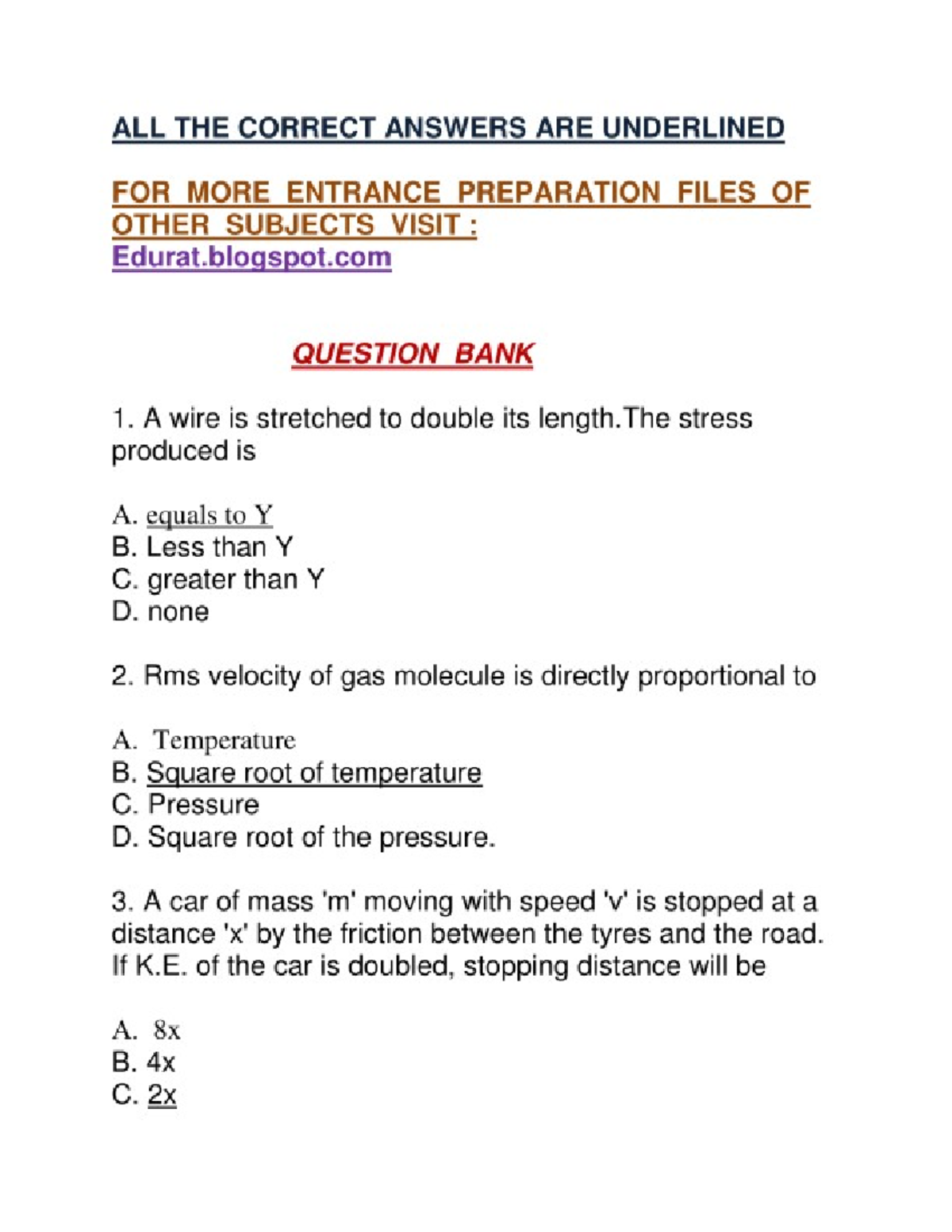 Multiple choice questions of physics class 12 batch 2078 - Statistics ...