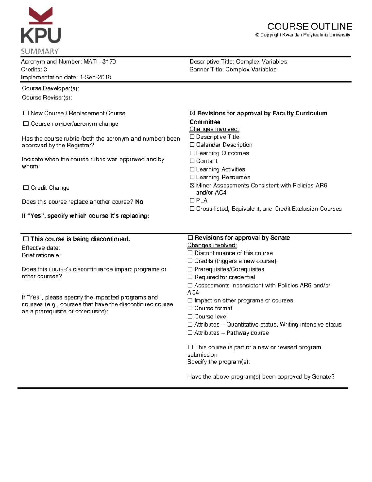 MATH-3170-2018 0901 - course outline - COURSE OUTLINE © Copyright ...