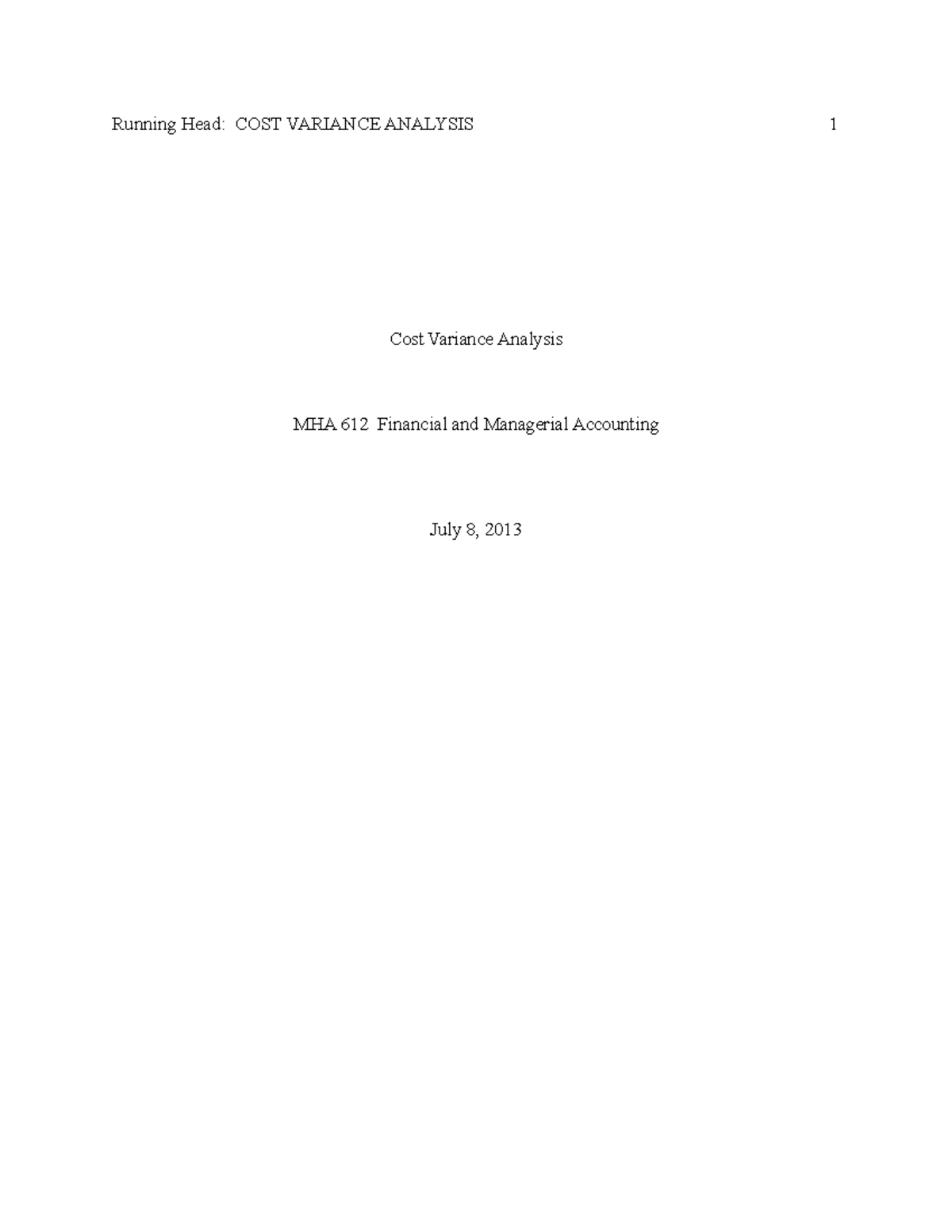 Essay "Cost variance analysis is discussed in relation to managerial ...