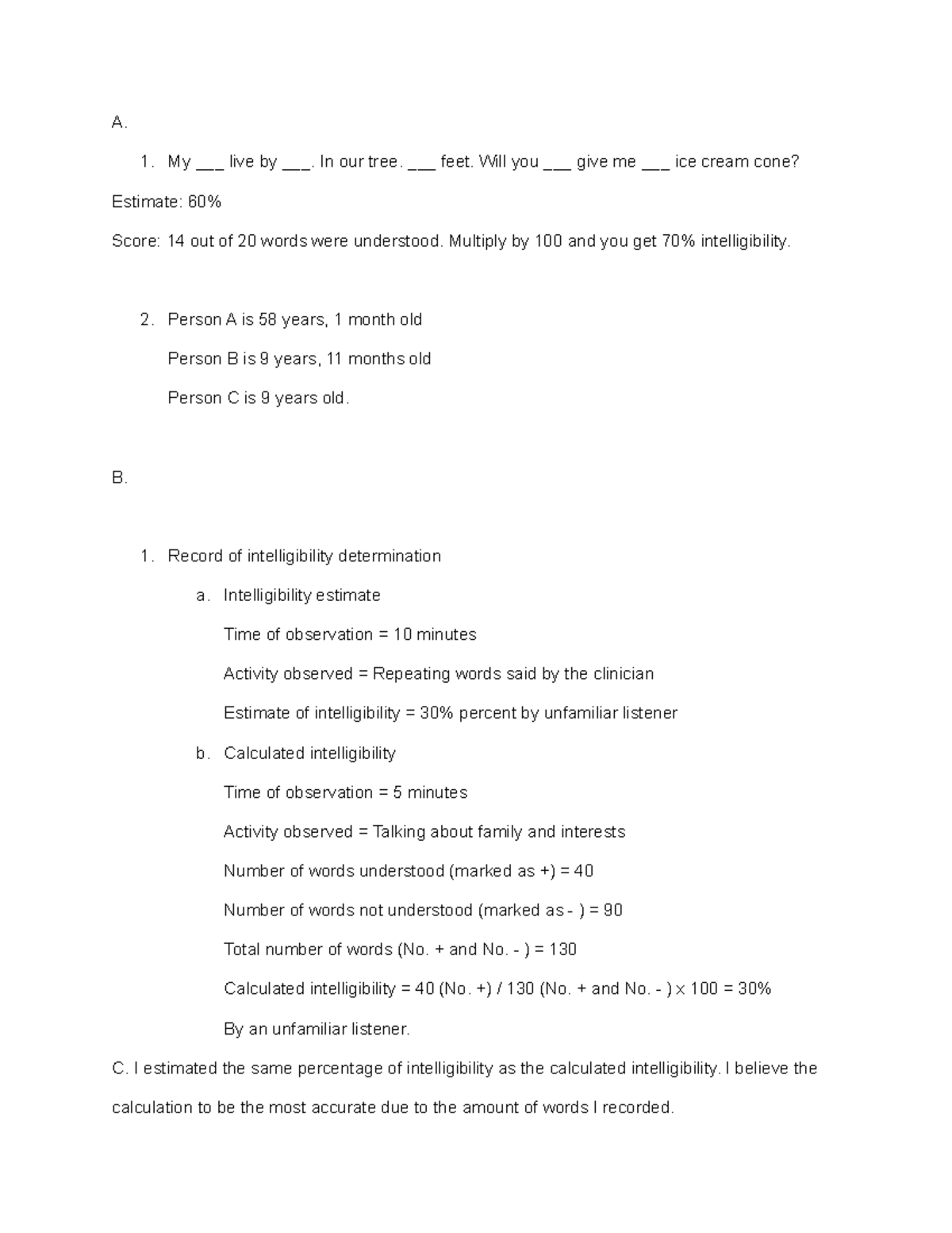 Chapter 10 Intelligibility - A. My ___ live by ___. In our tree ...