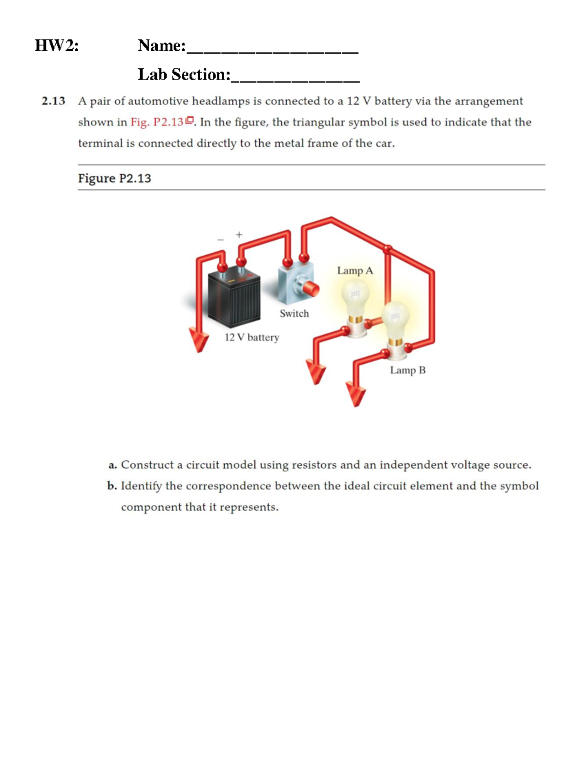 HW2 - ENGR21200001 - HW 2 : Name:____________________ Lab Section:_______________ - Studocu