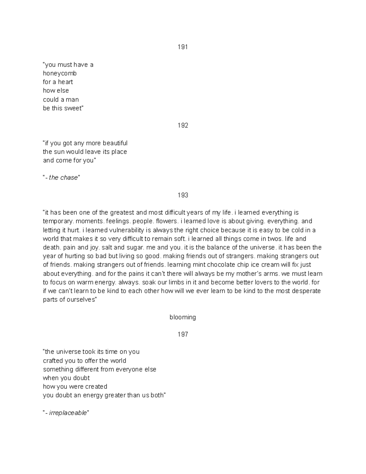 Rupi Kaur's The Sun And Her Flowers Pages 191-210 - 191 “you must have ...